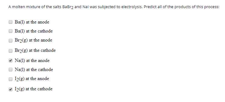 Solved A molten mixture of the salts BaBr2 and Nal was | Chegg.com