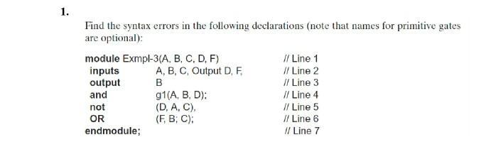 Solved 1. Find the syntax errors in the following | Chegg.com