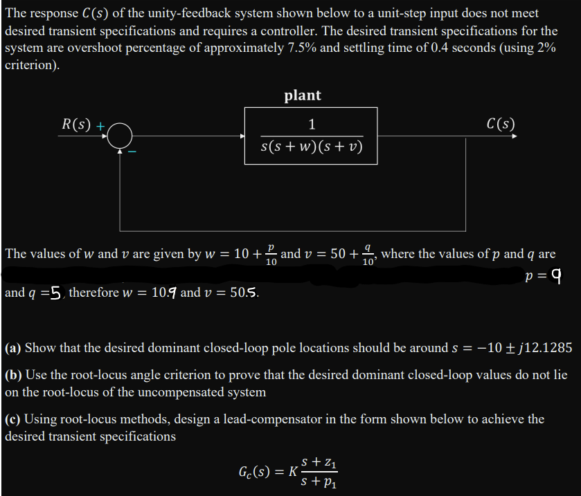Solved The response C(s) of the unity-feedback system shown | Chegg.com