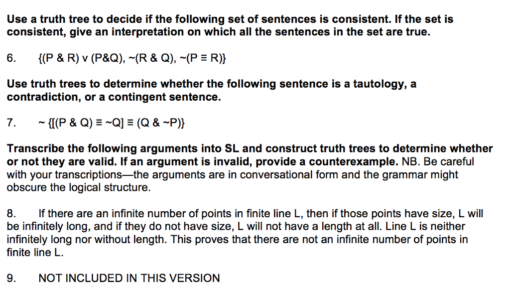 Use a truth tree to decide if the following set of | Chegg.com