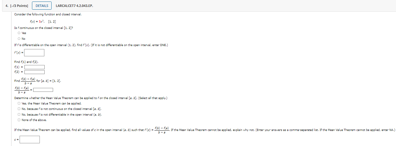 Solved Consider the following function and closed interval. | Chegg.com