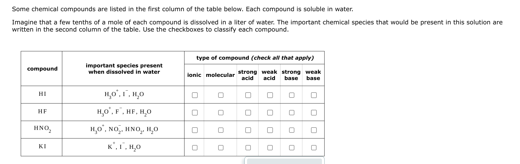Solved Some chemical compounds are listed in the first | Chegg.com