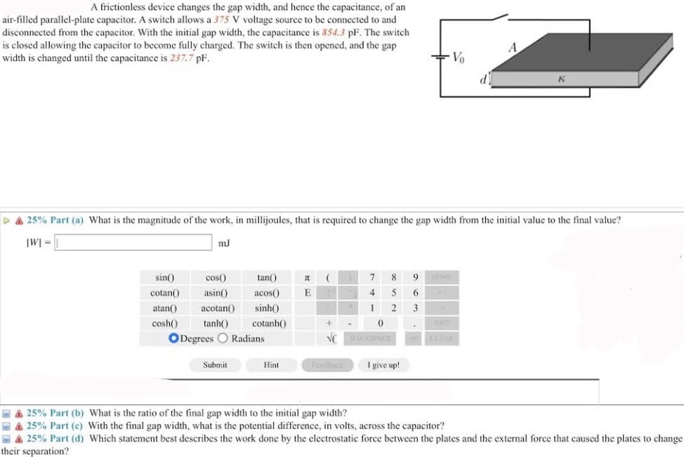 Solved A frictionless device changes the gap width, and | Chegg.com