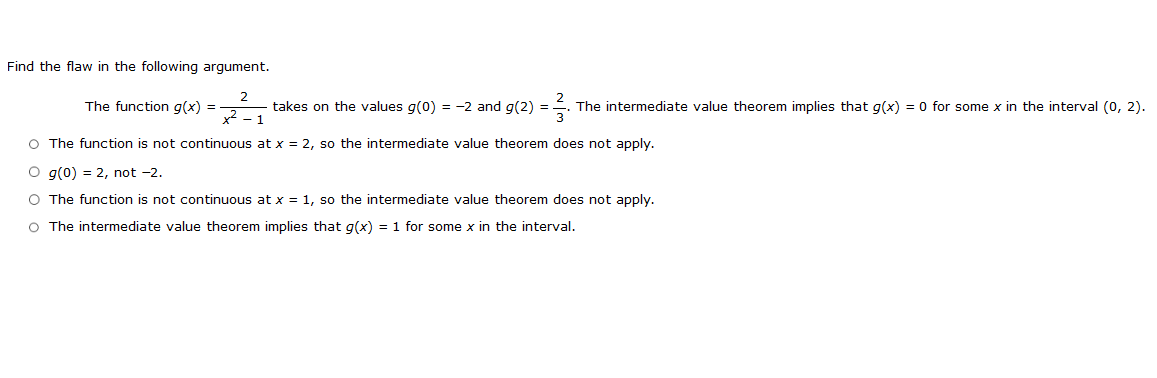 Solved Find the flaw in the following argument. The function | Chegg.com