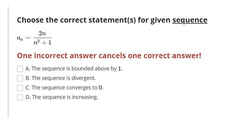 Solved Choose the correct statement(s) for given sequence 2n | Chegg.com