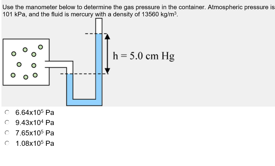 Solved Use the manometer below to determine the gas pressure | Chegg.com