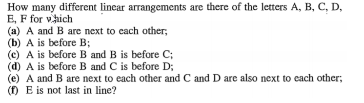 Solved How many different linear arrangements are there of | Chegg.com