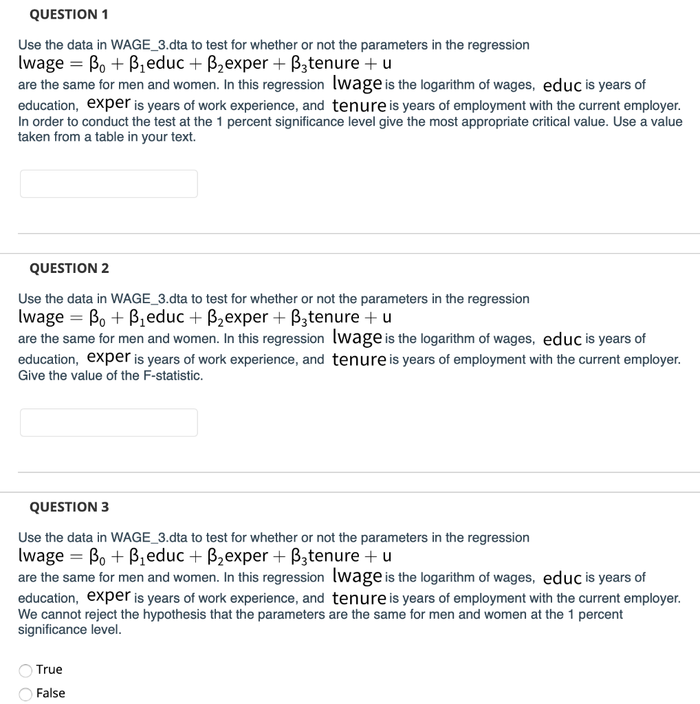 Solved regress lwage educ exper tenure Source SS df MS 450 = | Chegg.com