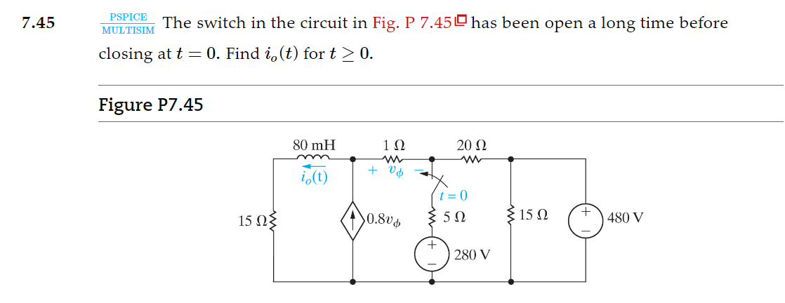 Solved MULTISIM PSPICE The switch in the circuit in Fig. P | Chegg.com