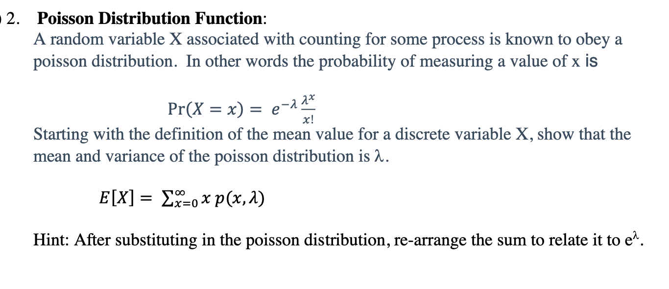 Solved Poisson Distribution Function: A random variable X | Chegg.com