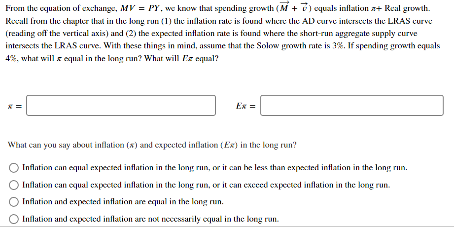 Solved curve From the equation of exchange, MV = PY, we know | Chegg.com
