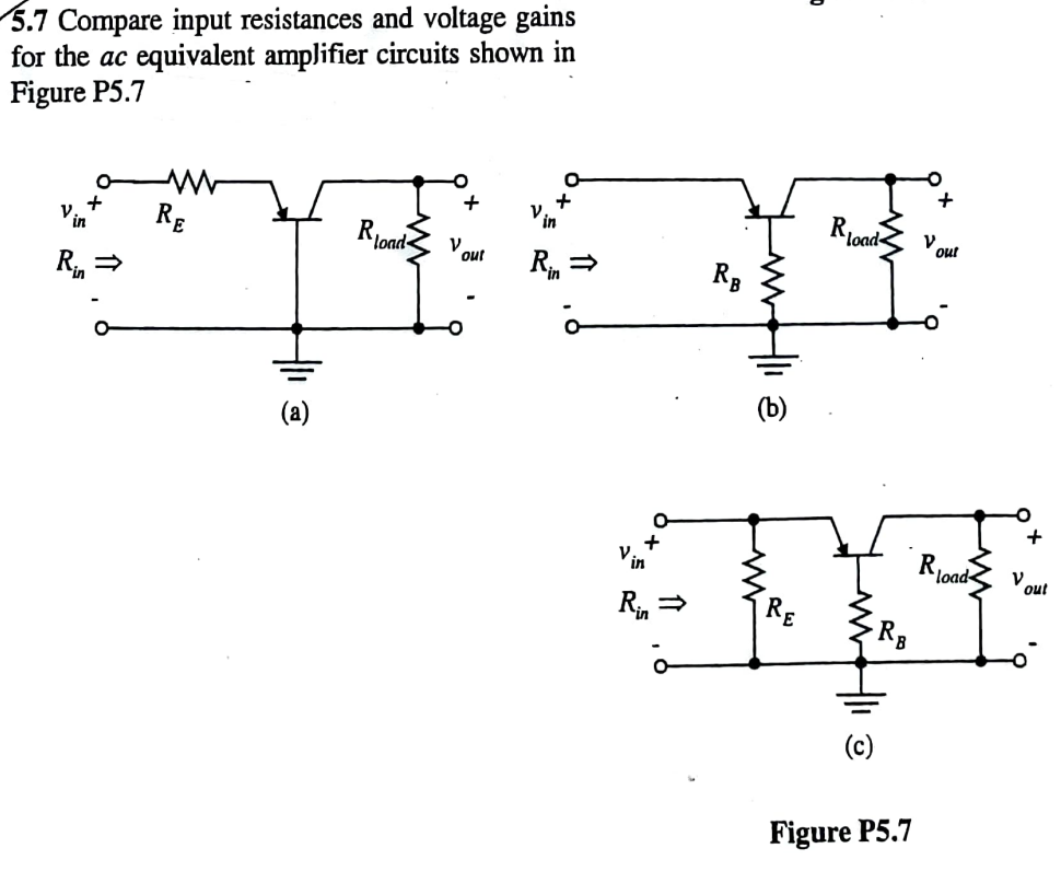 Solved 5.7 Compare input resistances and voltage gains for | Chegg.com