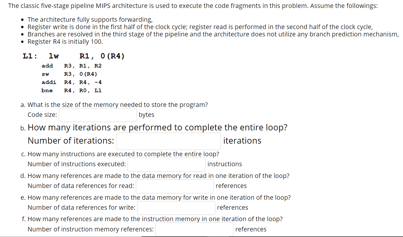 Solved The classic five-stage pipeline MIPS architecture is | Chegg.com