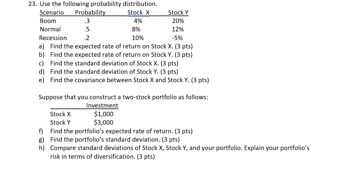 23. Use the following probability distribution. a) | Chegg.com
