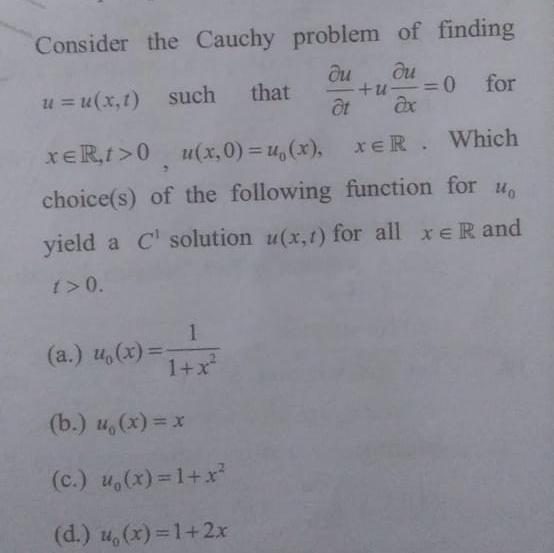 Solved Consider the Cauchy problem of finding u=u(x,t) such | Chegg.com
