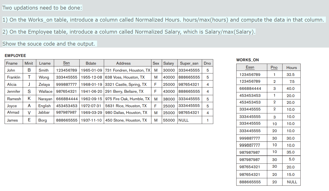 Solved Database: Write SQL statements to answer the | Chegg.com
