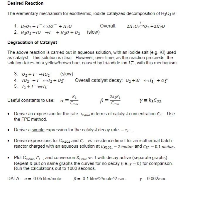 Solved Desired Reaction The elementary mechanism for | Chegg.com