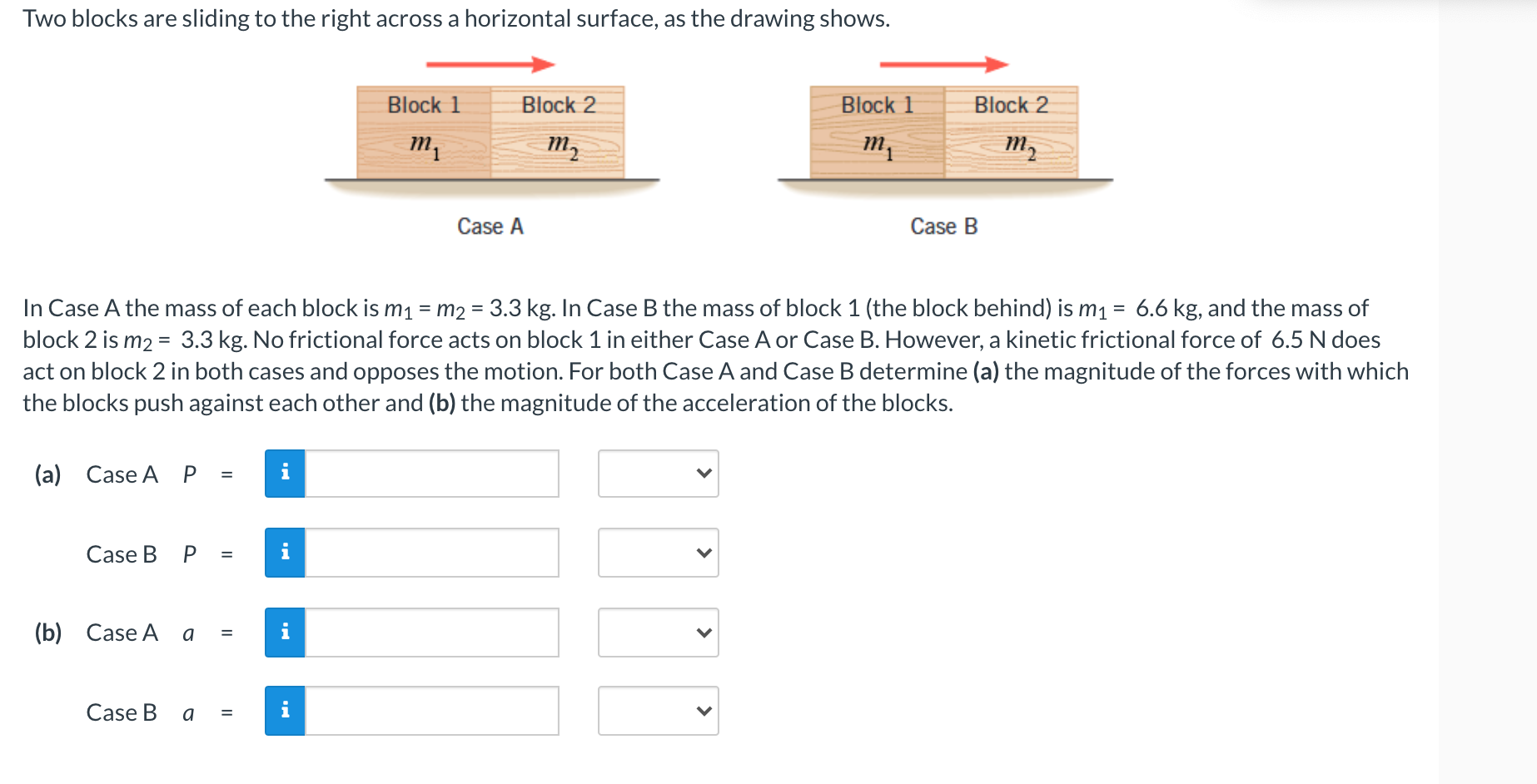 Solved Two blocks are sliding to the right across a | Chegg.com