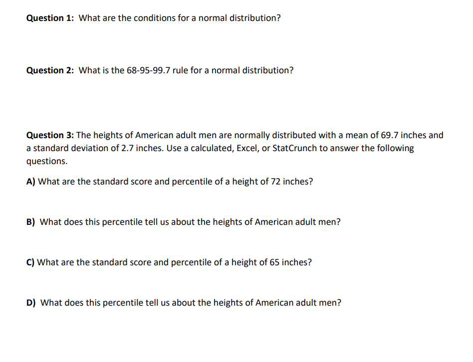 Solved Question 1: What are the conditions for a normal | Chegg.com