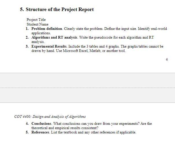 Solved 4. Tables and Graphs for the Project Report - The | Chegg.com