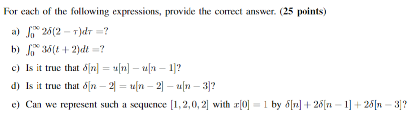 Solved For each of the following expressions, provide the | Chegg.com