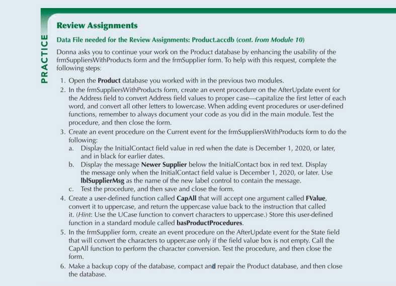 Data File needed for the Review Assignments: | Chegg.com