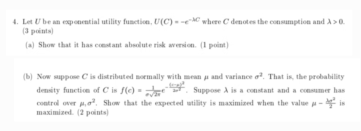 Solved (b) ﻿Now suppose C ﻿is distributed normally with mean | Chegg.com