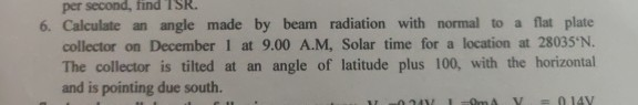 Solved per second, find TSR 6. Calculate an angle made by | Chegg.com