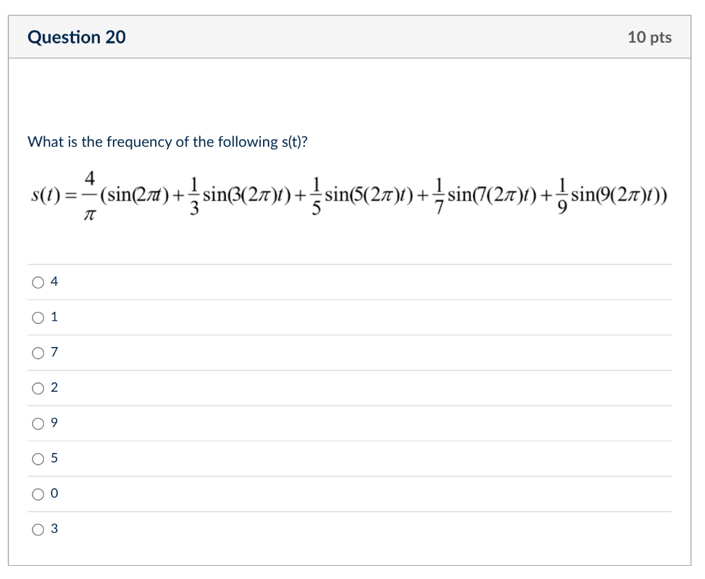 Solved How many harmonics does the following signal have? | Chegg.com