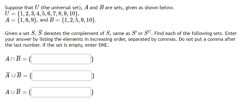 Solved Suppose that U (the universal set), A and B are sets, | Chegg.com