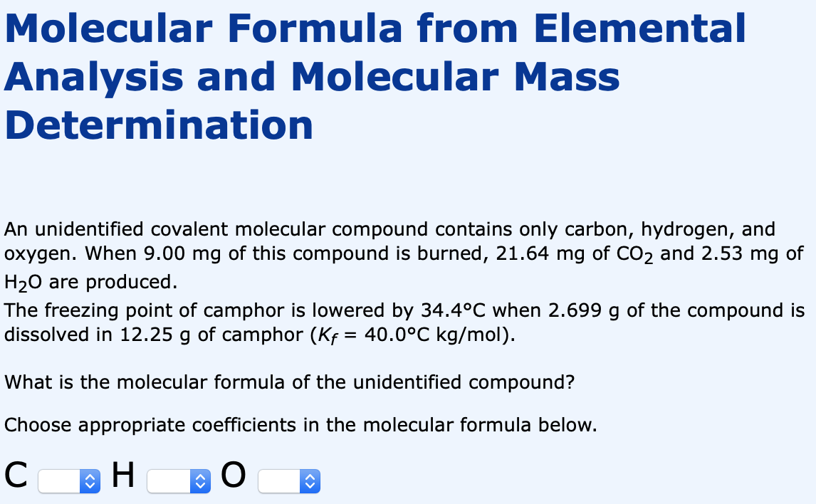 Solved Molecular Formula from Elemental Analysis and | Chegg.com