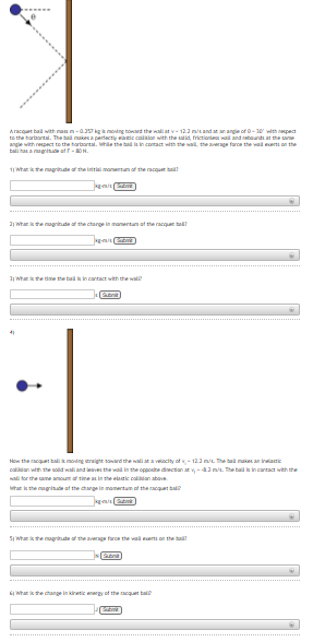 Solved Ball Hits Wall 2 1 2 3 4 5 6 7 A racquet ball with | Chegg.com