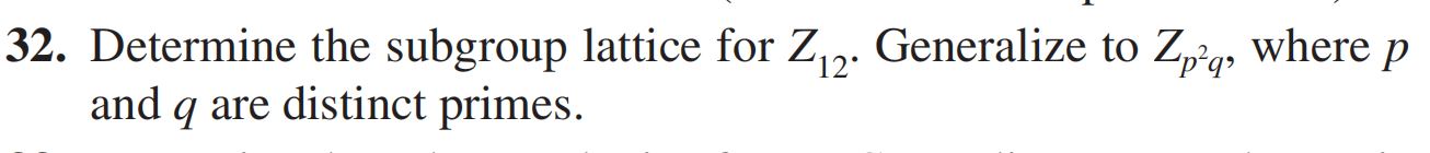 Solved 32. Determine the subgroup lattice for Z12. | Chegg.com