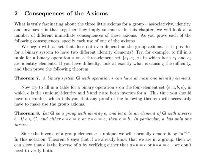 Solved 2 Consequences of the Axioms What is truly | Chegg.com