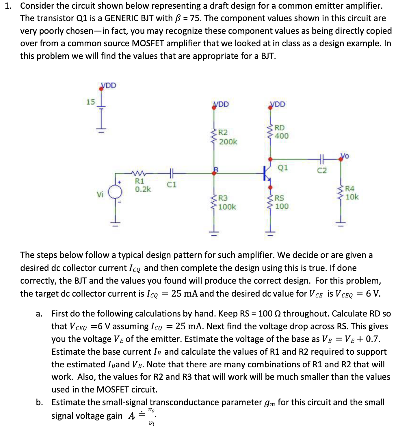 Solved Consider the circuit shown below representing a draft | Chegg.com