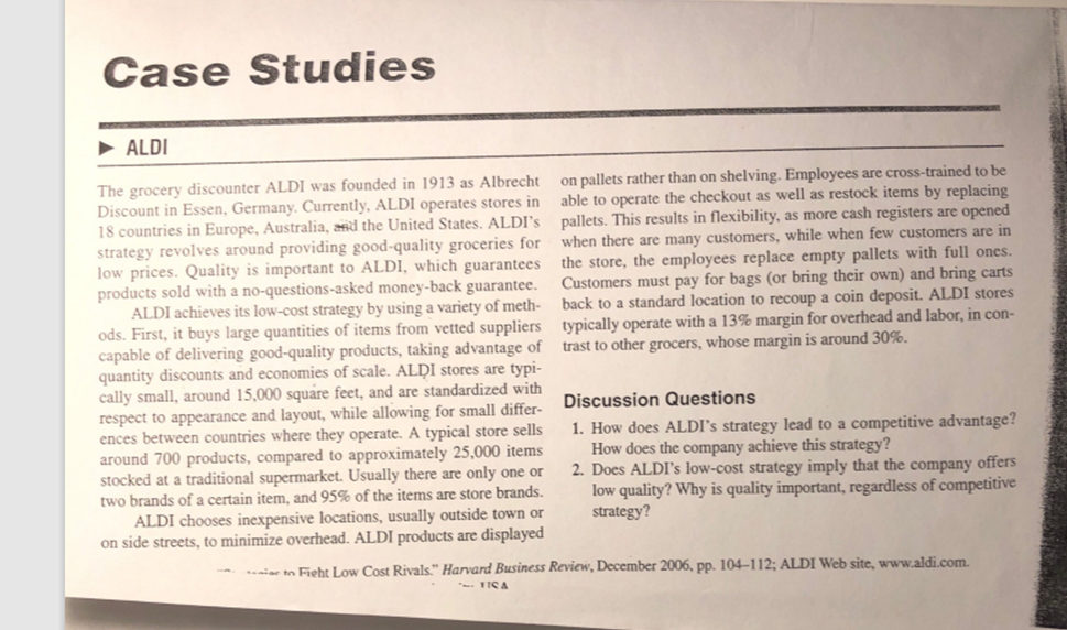 ALDI The grocery discounter ALDI was founded in 1913 | Chegg.com