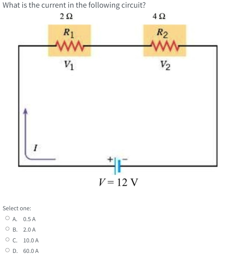 Solved What is the current in the following circuit? Select | Chegg.com
