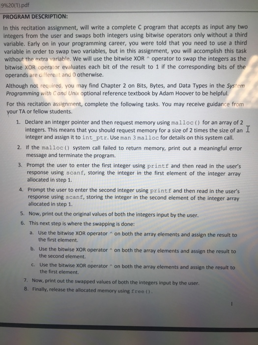 Solved 9%20(1).pdf PROGRAM DESCRIPTION: In this recitation | Chegg.com