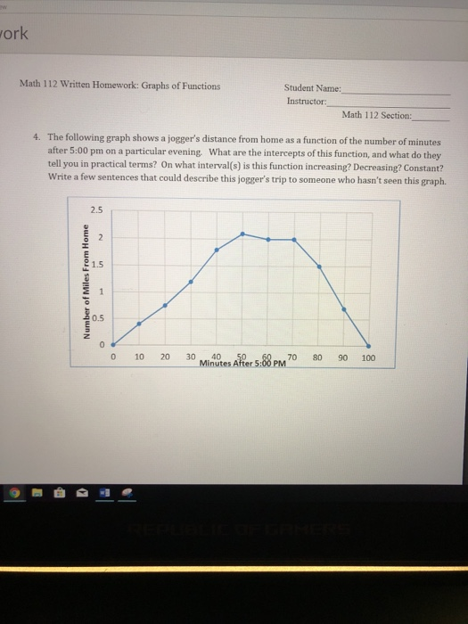 Solved ork Student Name: Instructor Math 112 Written | Chegg.com