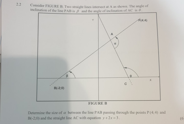 Solved 2.2 Consider FIGURE B. Two straight lines intersect | Chegg.com
