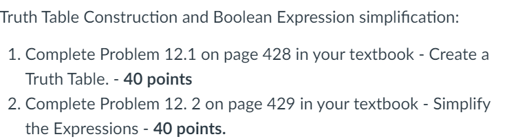 Solved Truth Table Construction and Boolean Expression | Chegg.com