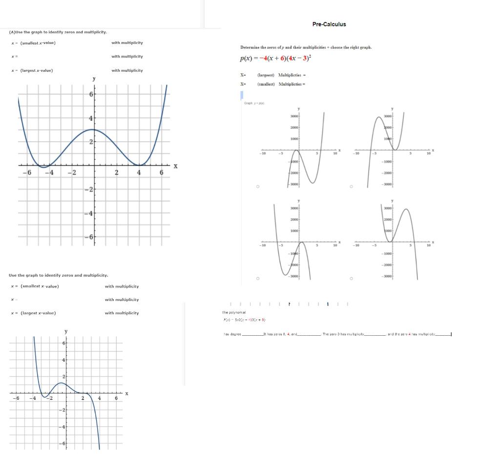 Solved Pre-Calculus (A)Use the graph to identity zeros and | Chegg.com
