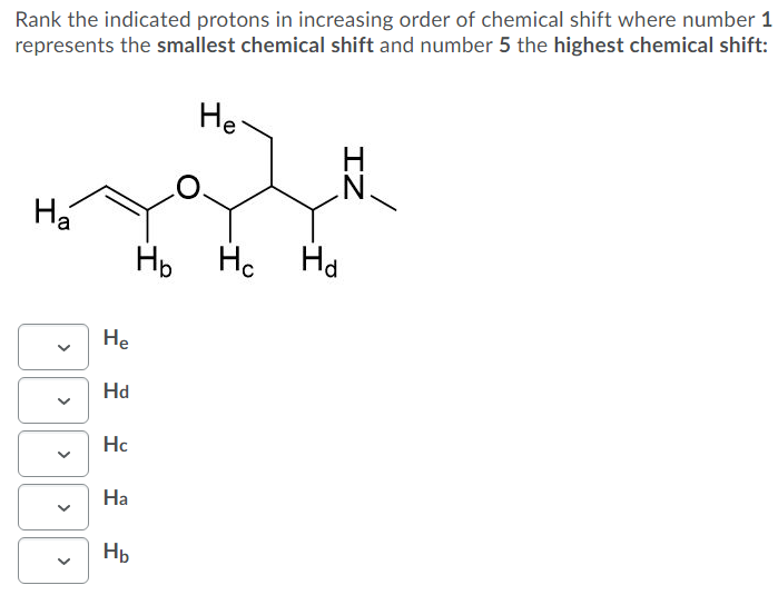 Solved Rank the indicated protons in increasing order of | Chegg.com