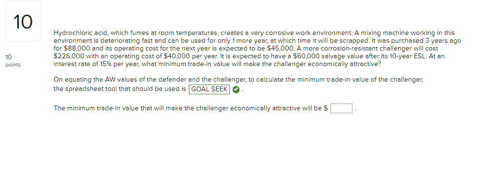 Solved Hydrochloric acid, which fumes at room temperatures, | Chegg.com