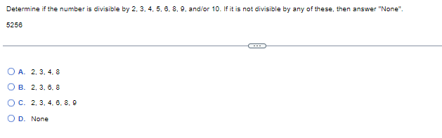 Solved Determine if the number is divisible by | Chegg.com