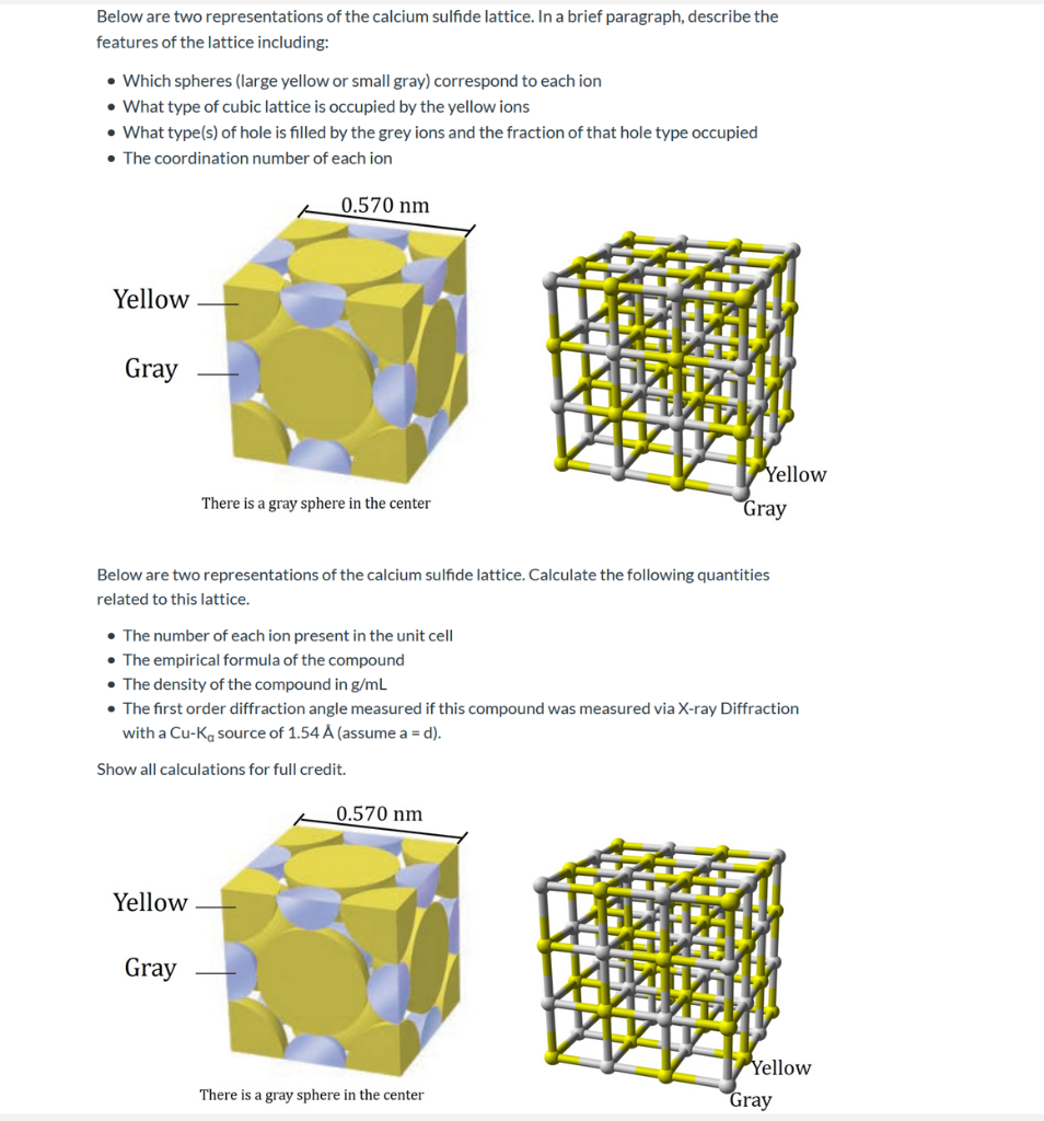 Solved Below are two representations of the calcium sulfide | Chegg.com