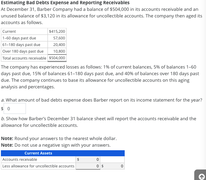 Solved Estimating Bad Debts Expense and Reporting | Chegg.com