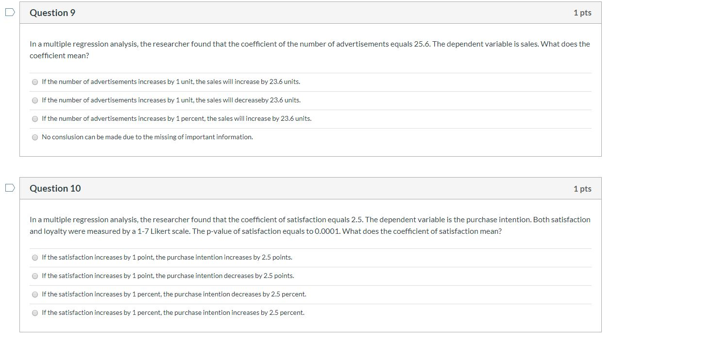 Solved Question 9 1 pts In a multiple regression analysis, | Chegg.com