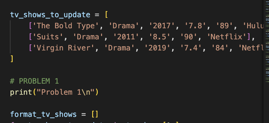 ou are given another list of tv shows named | Chegg.com