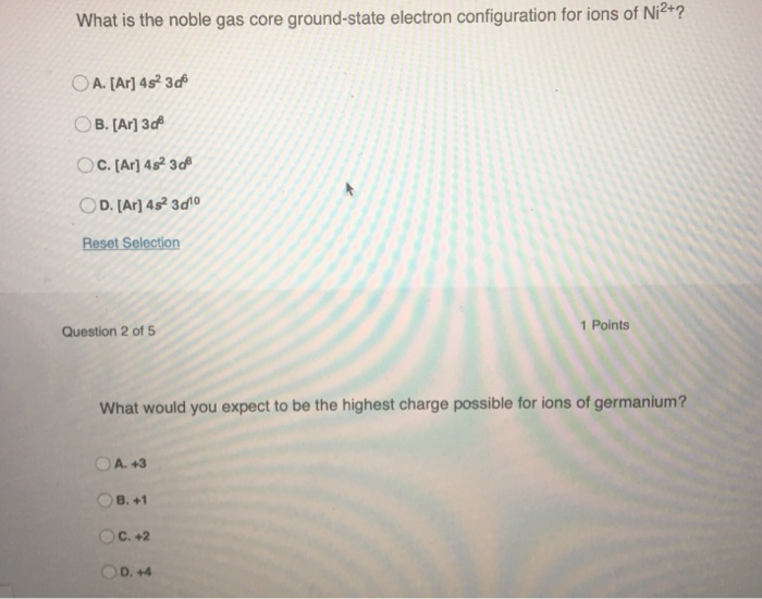 Solved What is the noble gas core ground-state electron | Chegg.com